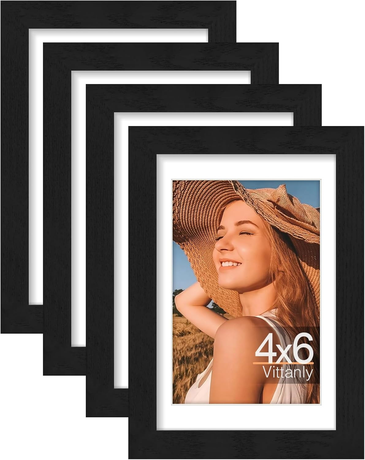 4x6 Picture Frames Set of 4, Display Pictures 3.5x5 with Mat or 4x6 ...