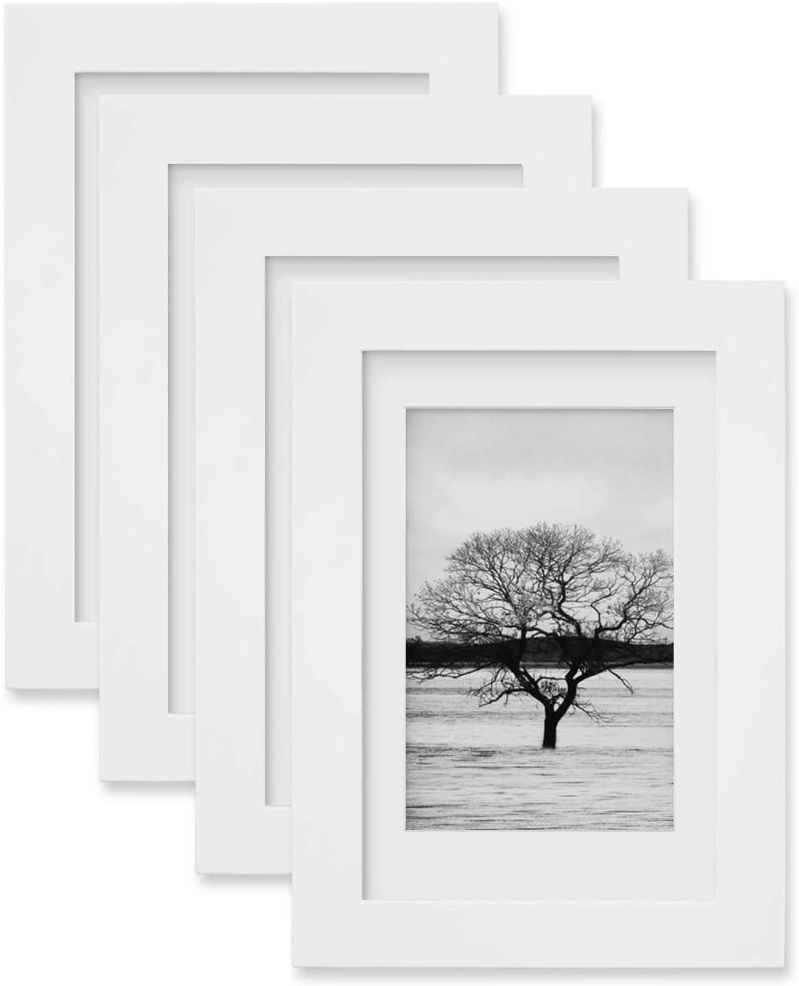 4x6 Picture Frames Set of 4, Made of Solid Wood Covered by Plexiglass 3 ...