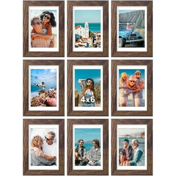 4x6 Picture Frames Set of 9, Shatter Resistant Plexiglass, Display 3 ...