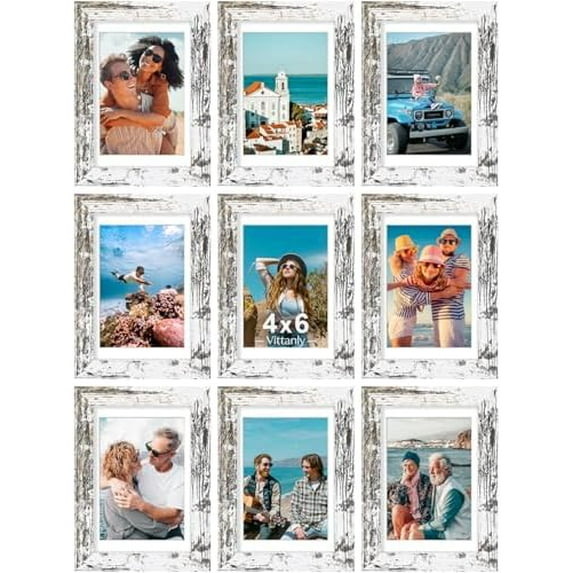 4x6 Picture Frames Set of 9, Shatter Resistant Plexiglass, Display 3 ...
