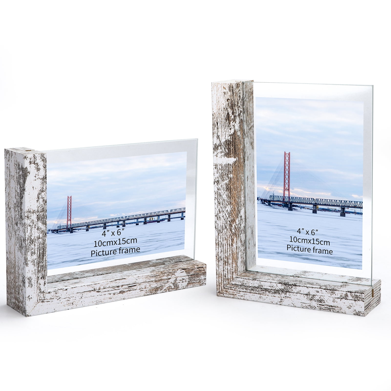 4x6 Picture Frames Set of 2, L Shape Photo Frames for Tabletop Display ...
