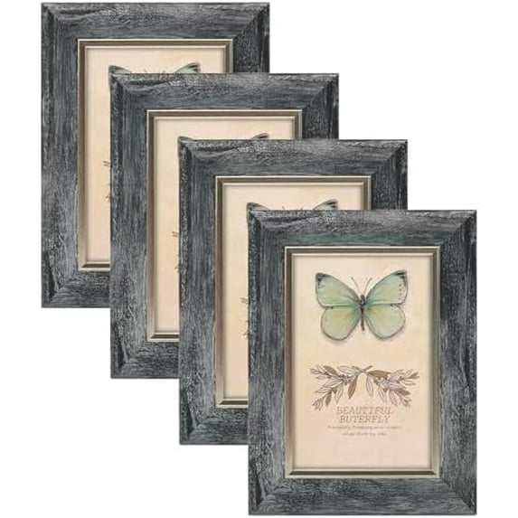 4x6 Picture Frames Set of 4 Rustic Retro Photo Frame with HD Plastic ...