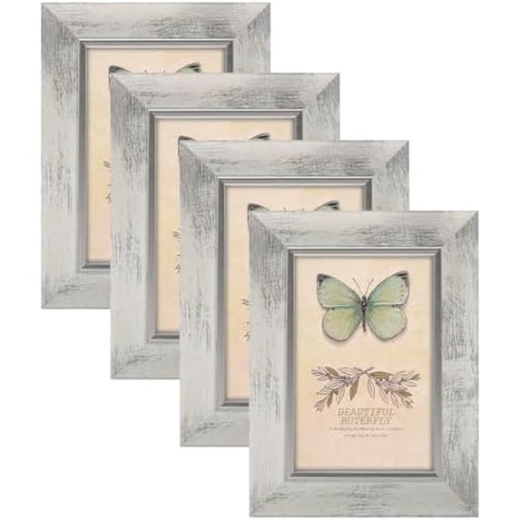 4x6 Picture Frames Set of 4 Rustic Retro Photo Frame with HD Plastic ...