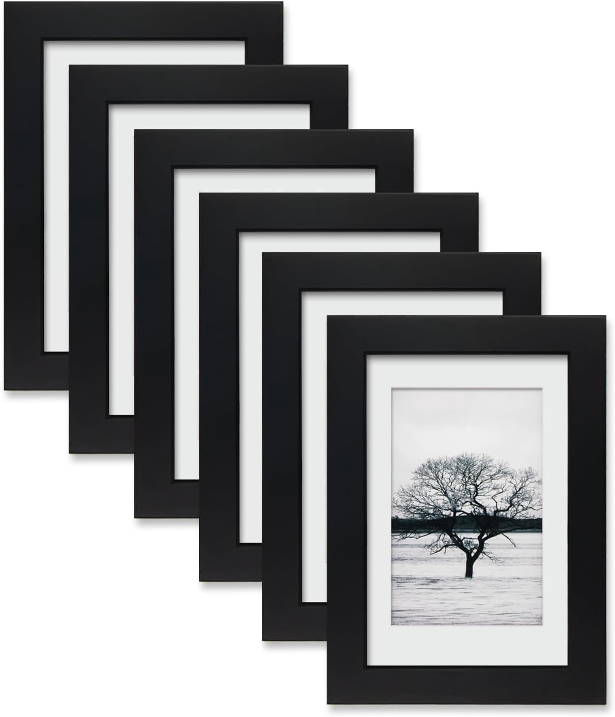 4x6 Picture Frames Set of 6 - Made of Solid Wood Covered by Plexiglass ...