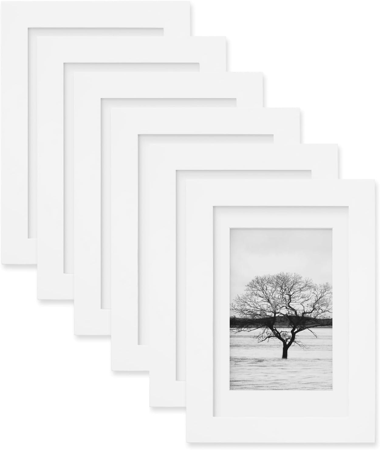 4x6 Picture Frames Set of 6 - Made of Solid Wood Covered by Plexiglass ...