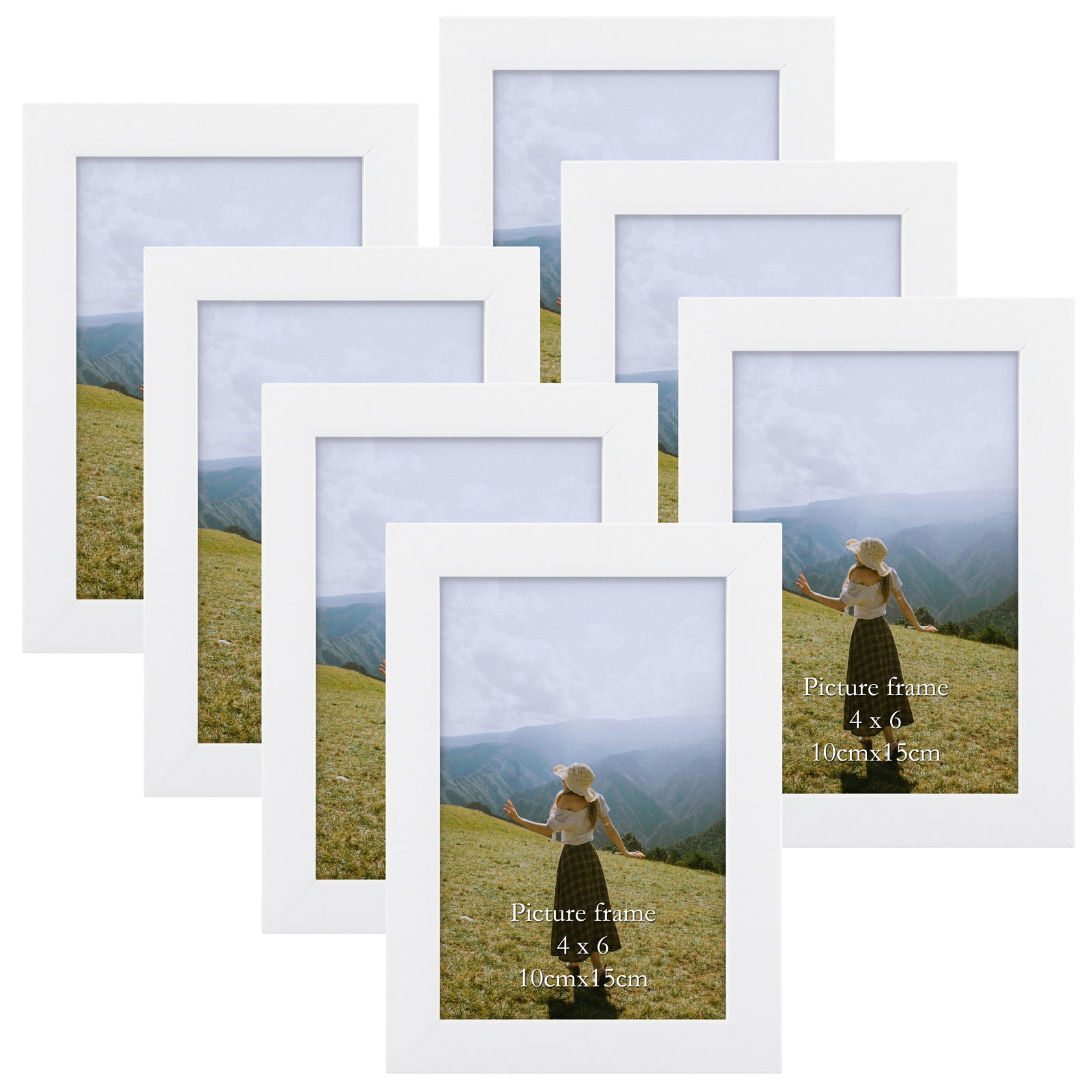 White 4x6 Multiple Picture Frames Set of 7, Wall and Tabletop Photo ...