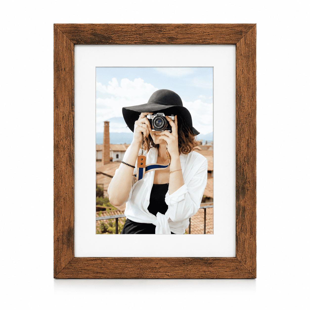 4x6 Picture Frames with White Mat, MDF Wood Photo Frames for Wall Mount ...