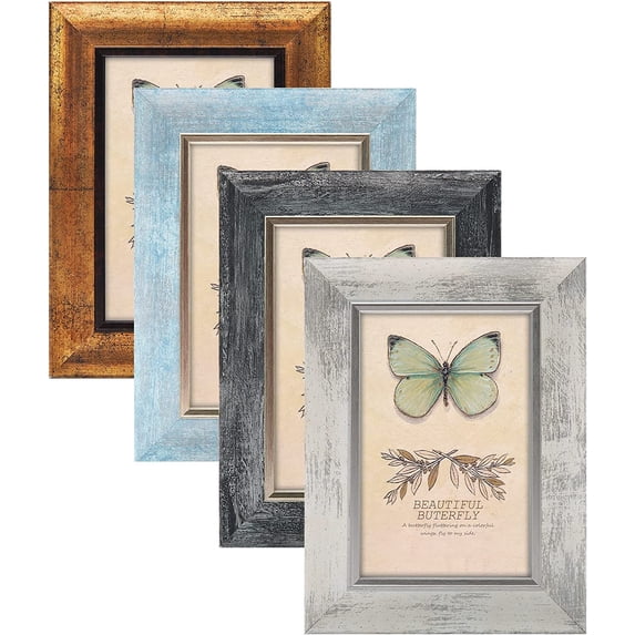 4x6 Picture s Set of 4 Rustic Retro Photo with HD Plastic Cover for ...