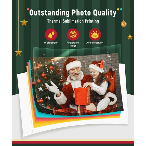 4x6'' Portable Wi-Fi Photo Printer Bundle with 100 Sheets and 3 Ink ...