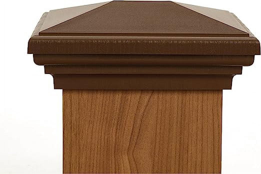 4x6 Post Caps (3.5" x 5.5") Brown Newport Pyramid Style Square Top for ...