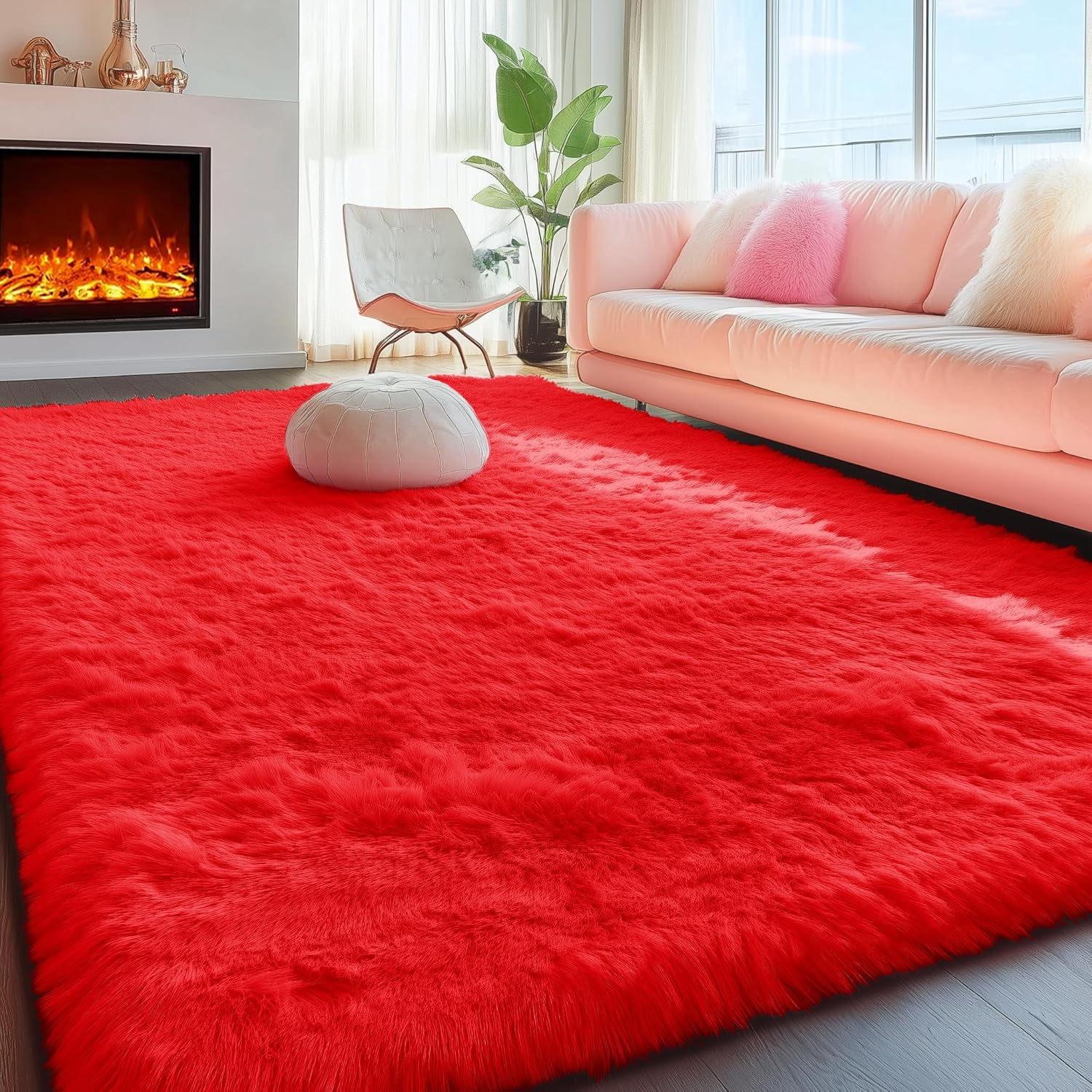 4x6 Rainbow Fluffy Soft Plush Rug for Girls Bedroom, Furry Rug for Kids ...
