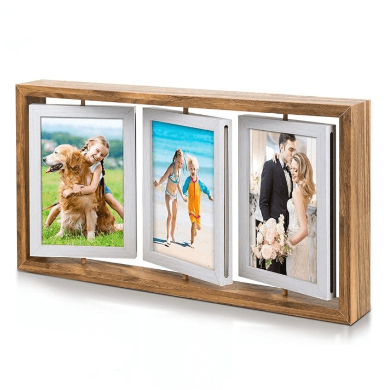 4x6 Rotating Picture Frame Desktop Rustic 4x6in Wooden Photo Frames ...