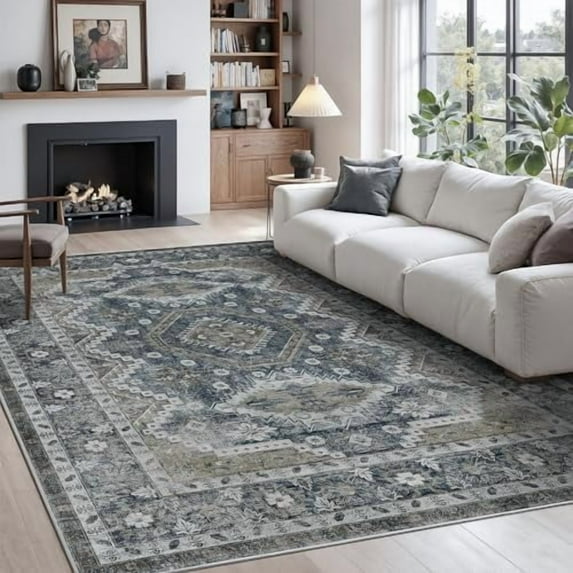 4x6 Rug - Stain Resistant Washable Rug, Anti Slip Backing Rugs for ...