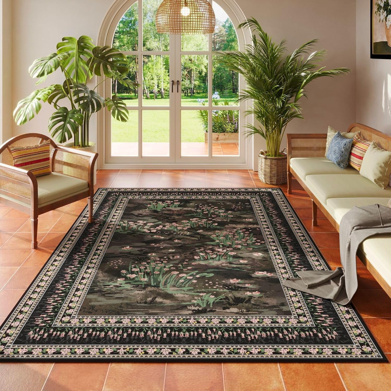 4x6 Rug for Bedroom Impressionist-Style Vintage Washable Rugs Non Slip ...
