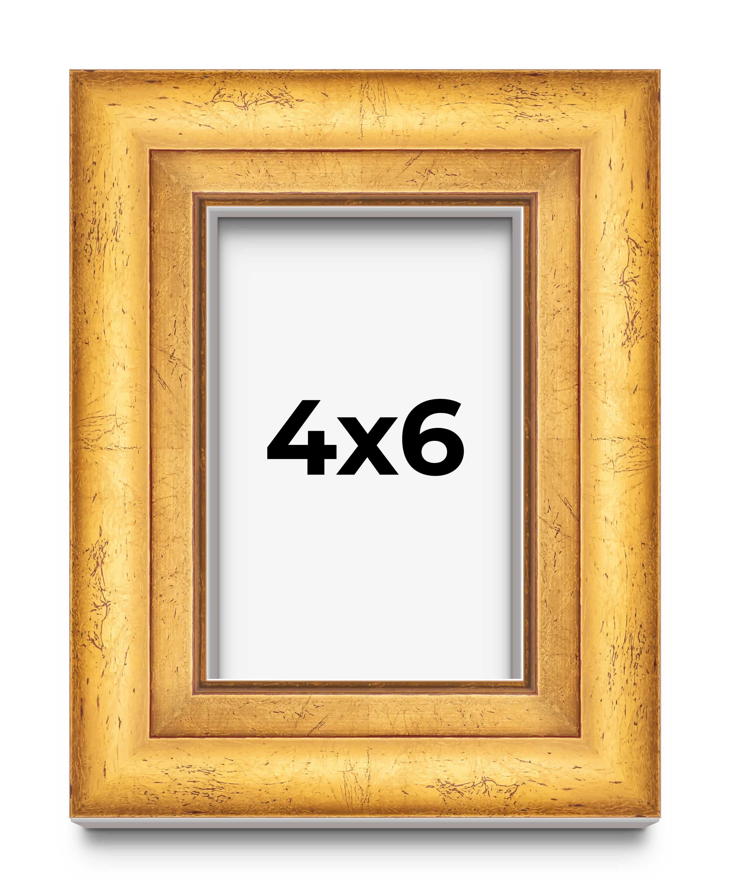4x6 Shadow Box 1.75" Deep Gold Picture Frame - UV Acrylic, Backing ...