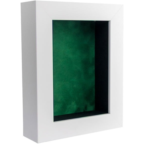 4x6 Shadow Box Frame In White With A 1 3/4" Usable Depth Includes Green ...
