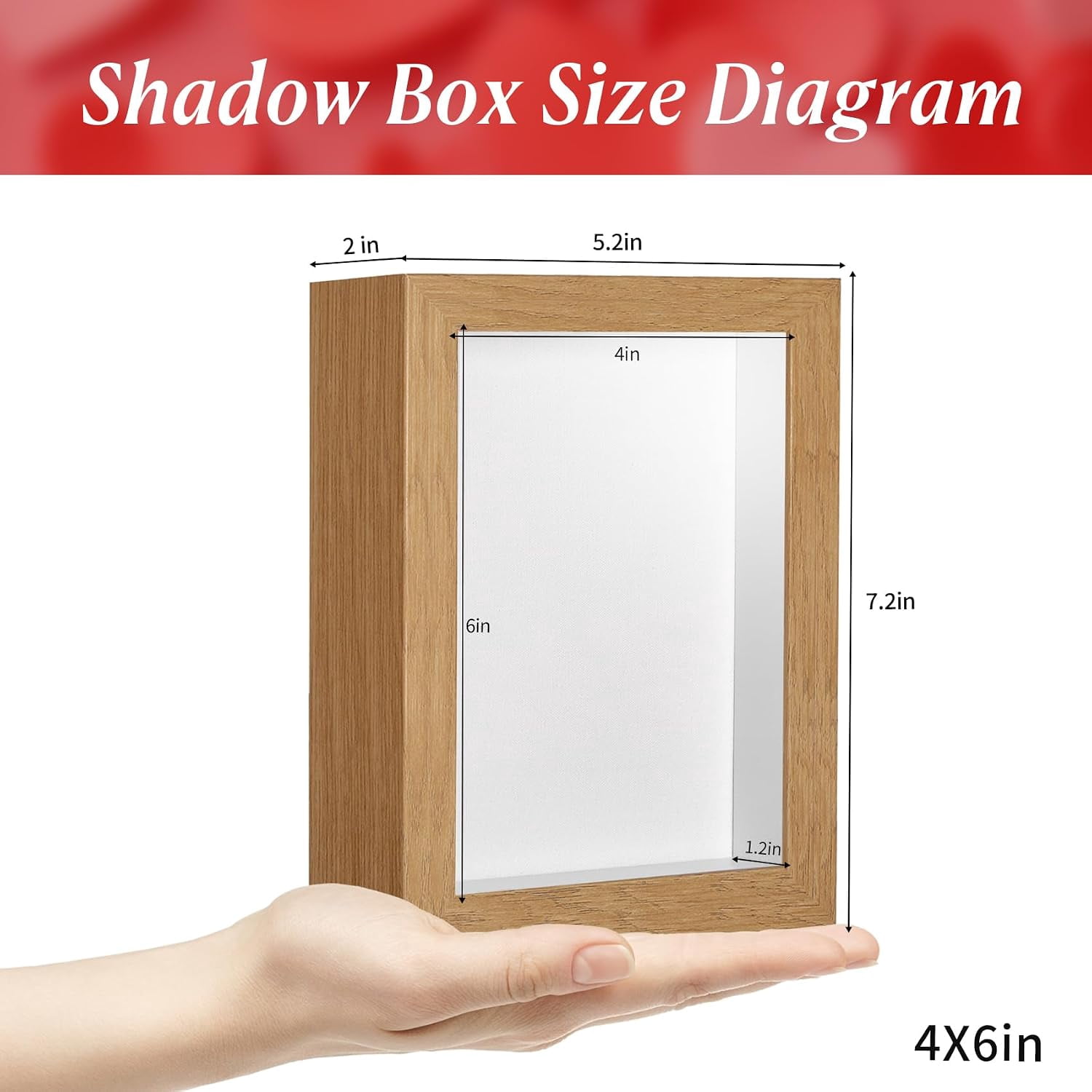 4x6 Shadow Box Picture Frame Display Case with Soft Linen Back and Real ...