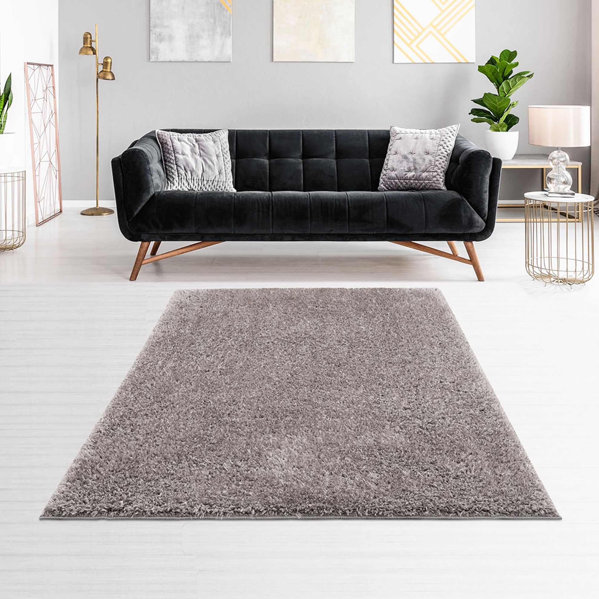 4x6' Shag Area Rug, Grey, High-traffic , Super Soft, Vacuum Cleanable ...