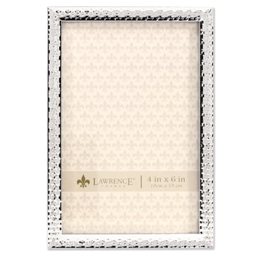 Silver Metal 4x6 Picture Frame with Delicate Outer Border of Beads ...