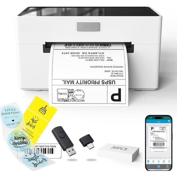 4x6 Thermal Label Printer, -in-One Portable Shipping Label Printer for ...