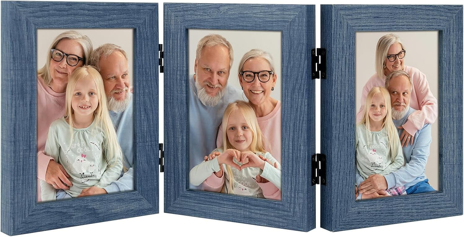 4x6 Triple Picture Frames, Trifold Photos Frame Collage, Hinged Picture ...