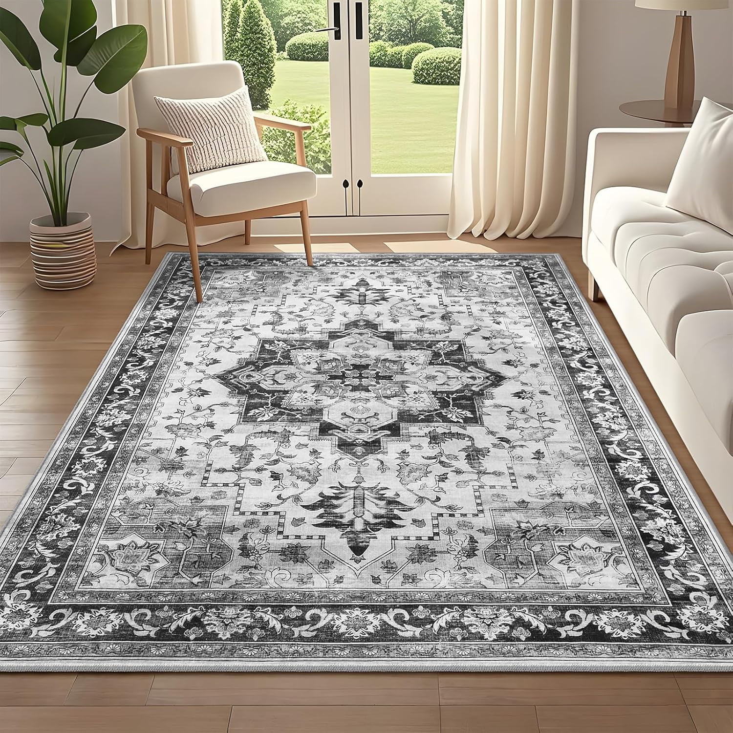4x6 Vintage Area Rug for Bedroom Living Room, Washable Indoor Rug Non ...