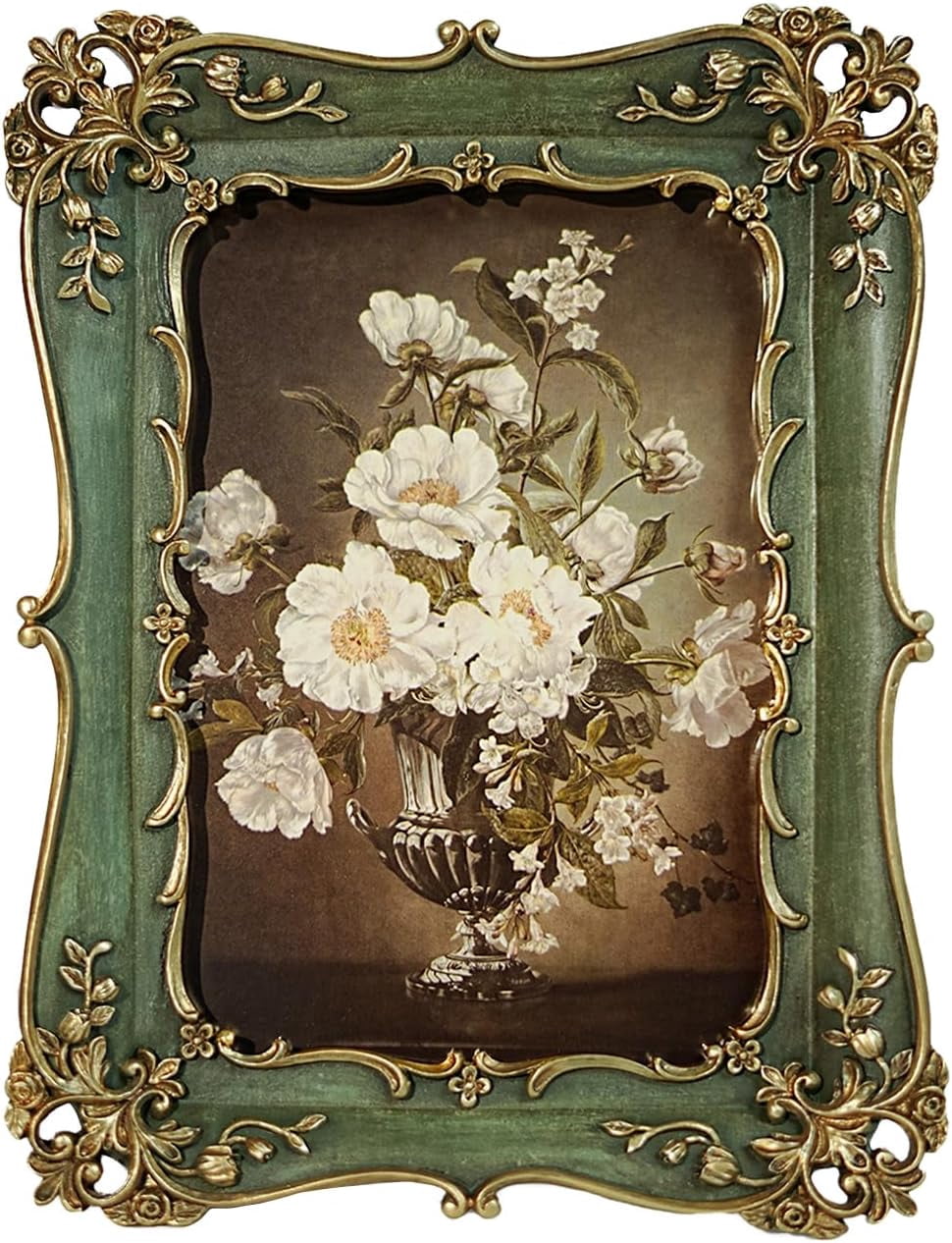 4x6 Vintage Picture Frame, Antique Green Ornate Photo Frame for Wall ...
