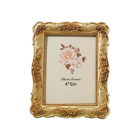 4x6 Vintage Picture Frame, Vintage gold Flower Textured Hand-Crafted ...