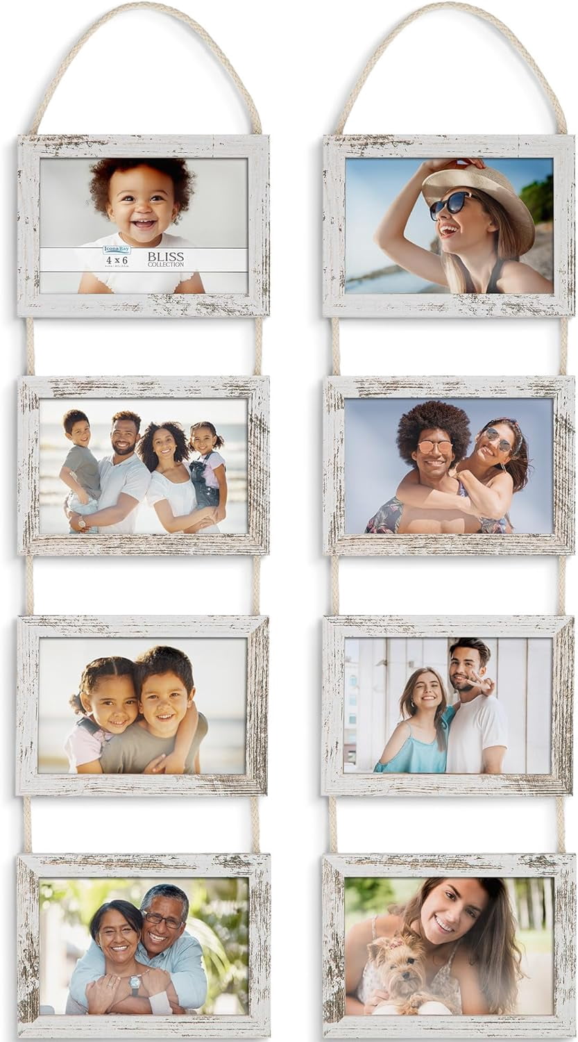 4x6 Wall Hanging Picture Frames Collage with 8 Openings - Distressed ...