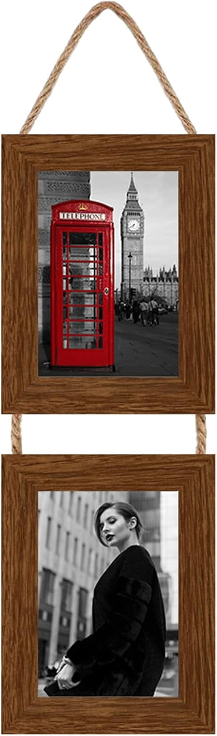 4x6 Wall Hanging Picture Frames Collage with 2 Opening Frames Rustic ...