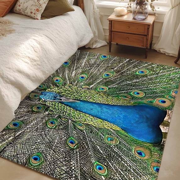 4x6 Washable Area Rug, Animal Green Non-Slip Rectangle Rug for Living ...