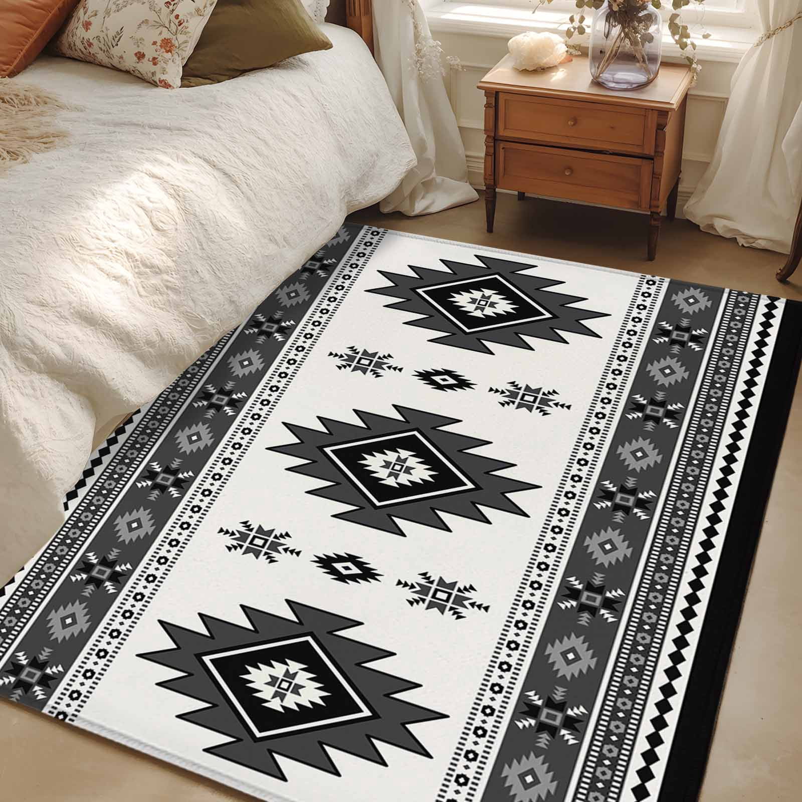 4x6 Washable Area Rug, Aztec Non-Slip Rectangle Rug for Living Room ...