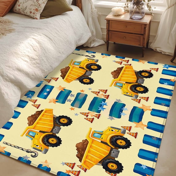 4x6 Washable Area Rug, Cartoon Yellow Caravans Non-Slip Rectangle Rug ...
