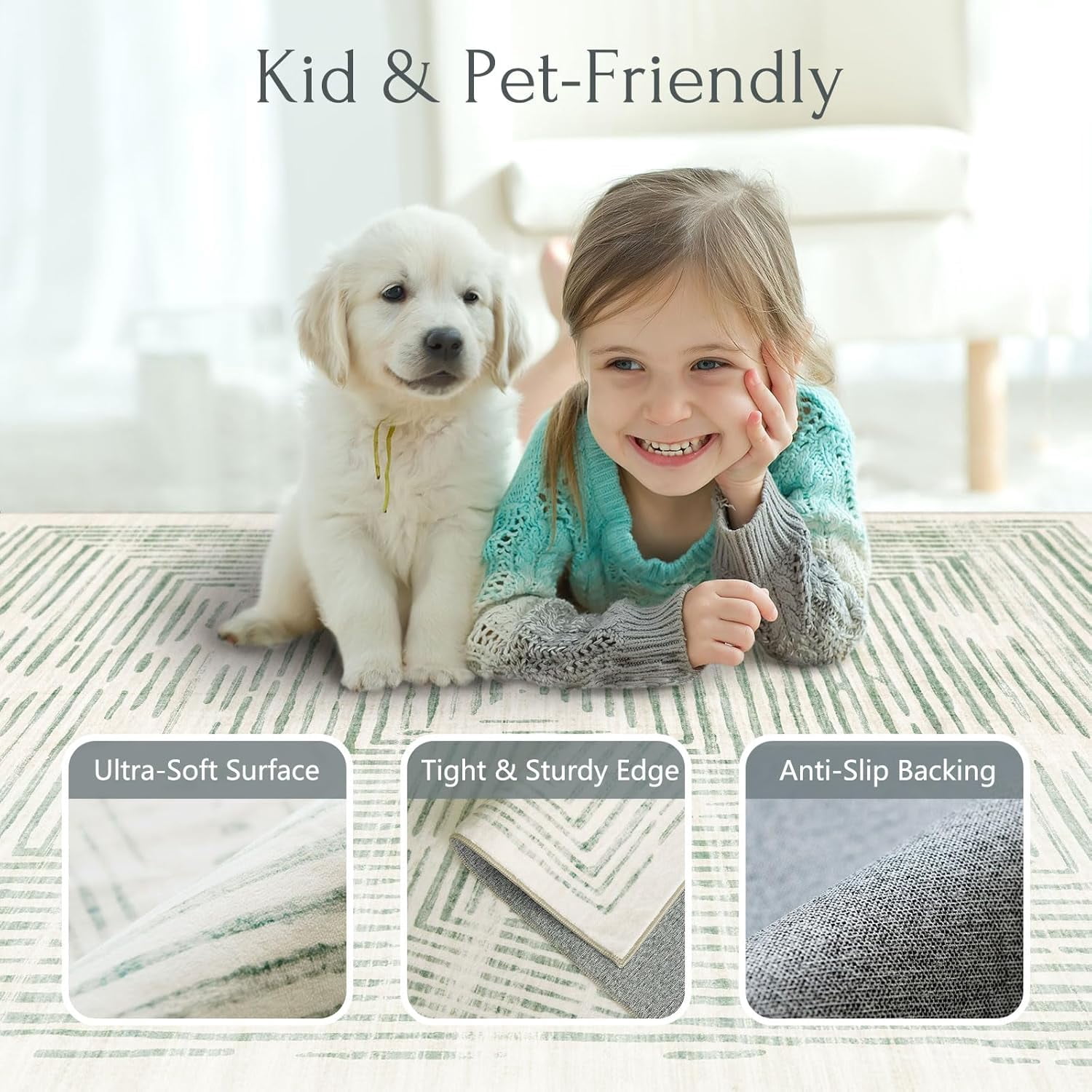 4x6 Washable Area Rug - Soft Modern Throw Rugs for Living Room Non-Slip ...