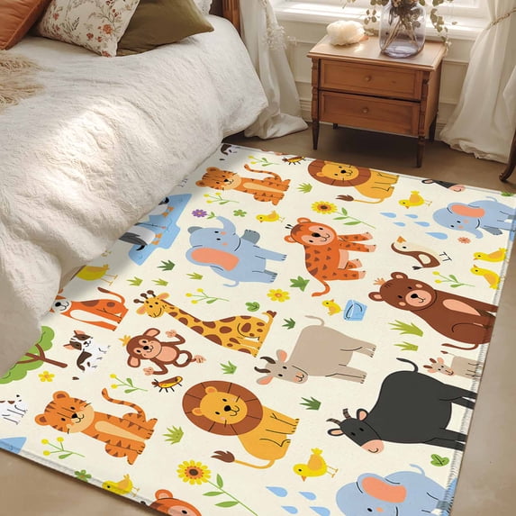 4x6 Washable Area Rug, Tiger Lion Non-Slip Rectangle Rug for Living ...