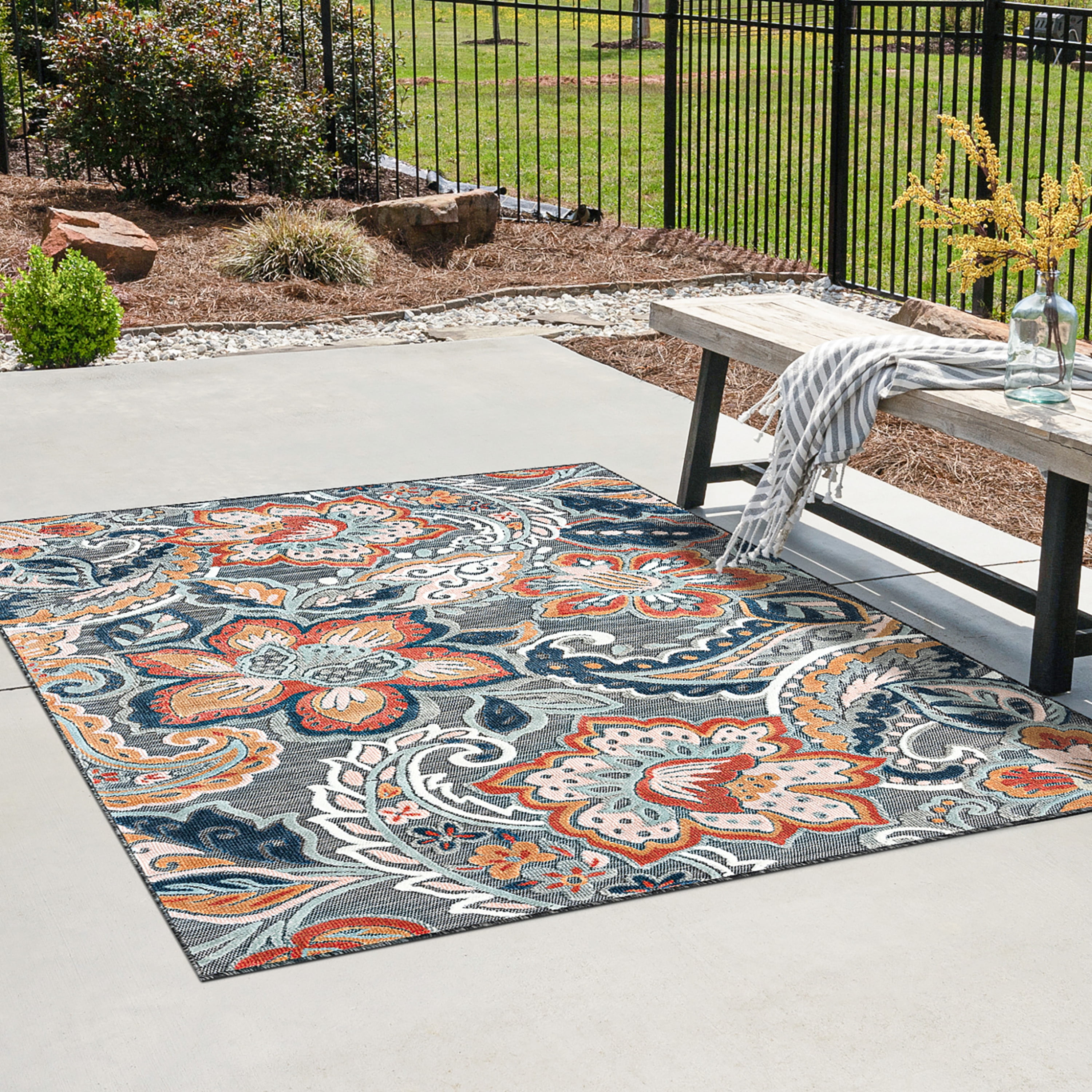4x6 Water Resistant, Indoor Outdoor Rugs for Patios, Front Door Entry ...