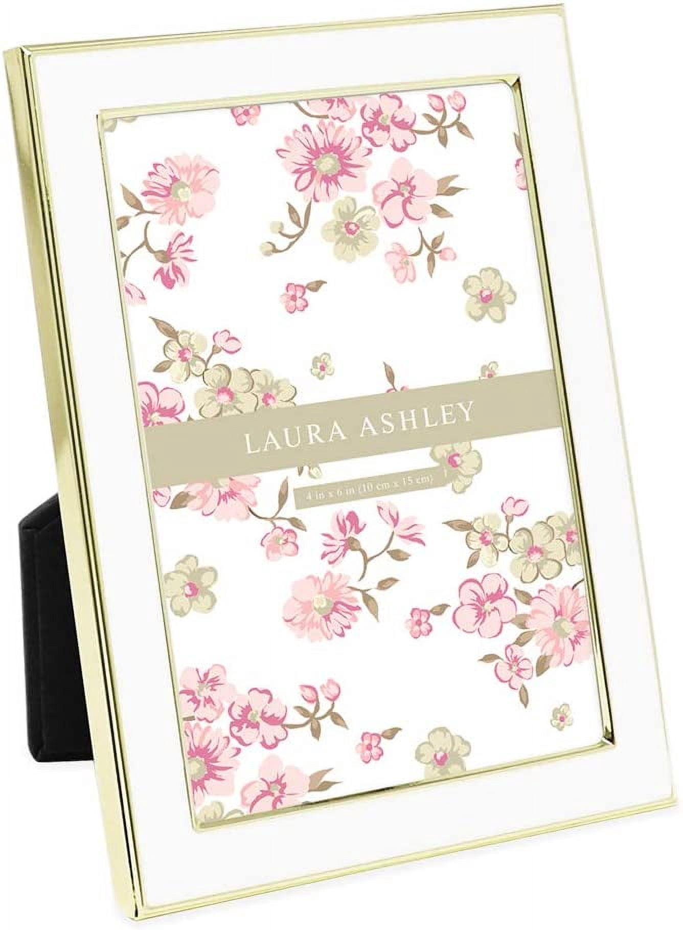 4x6 White Enamel Picture Frame, Gold Metal Edge with Easel, for ...