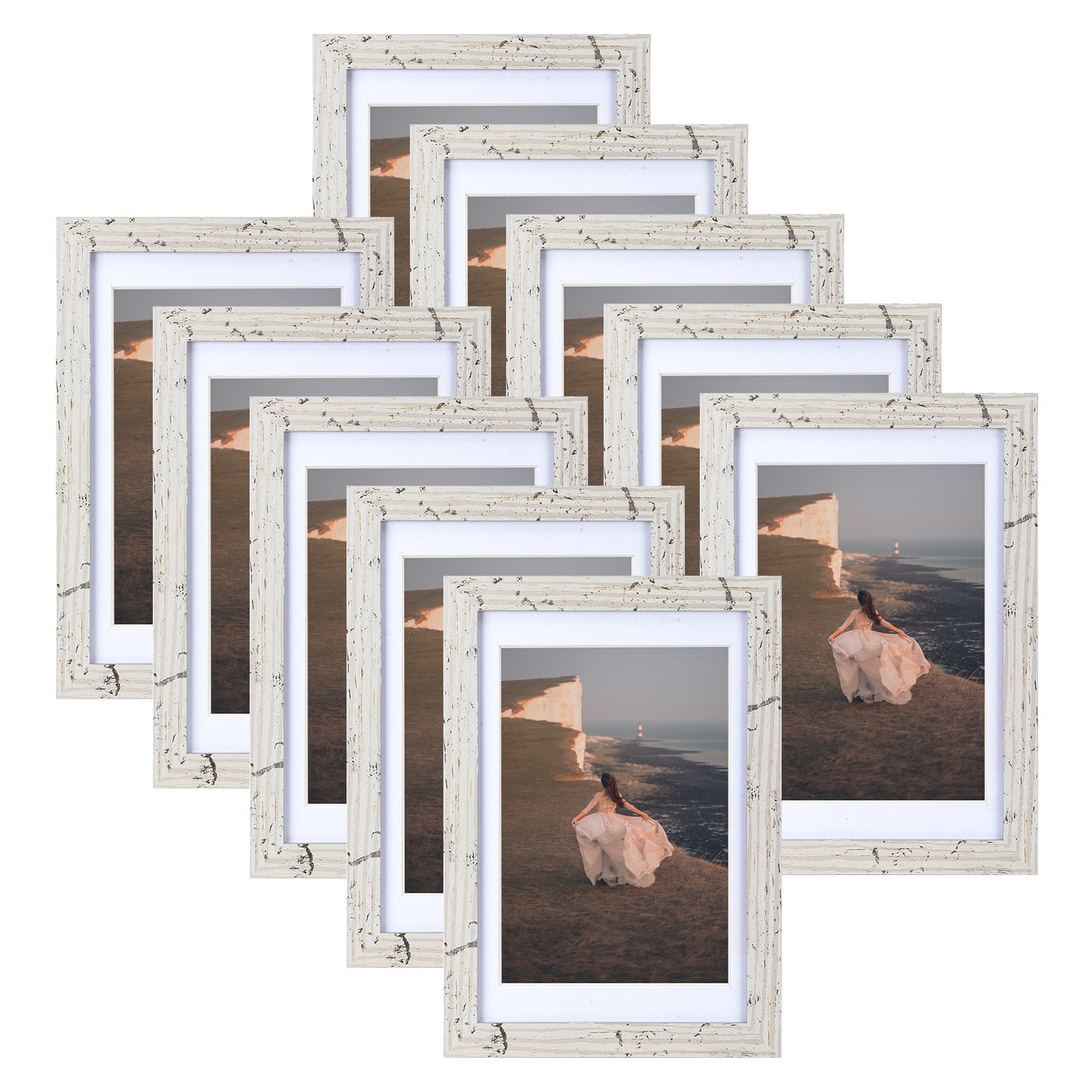 Walmart 4x6 White Picture Frames Set of 10, Wall Mount & Tabletop, 3 ...