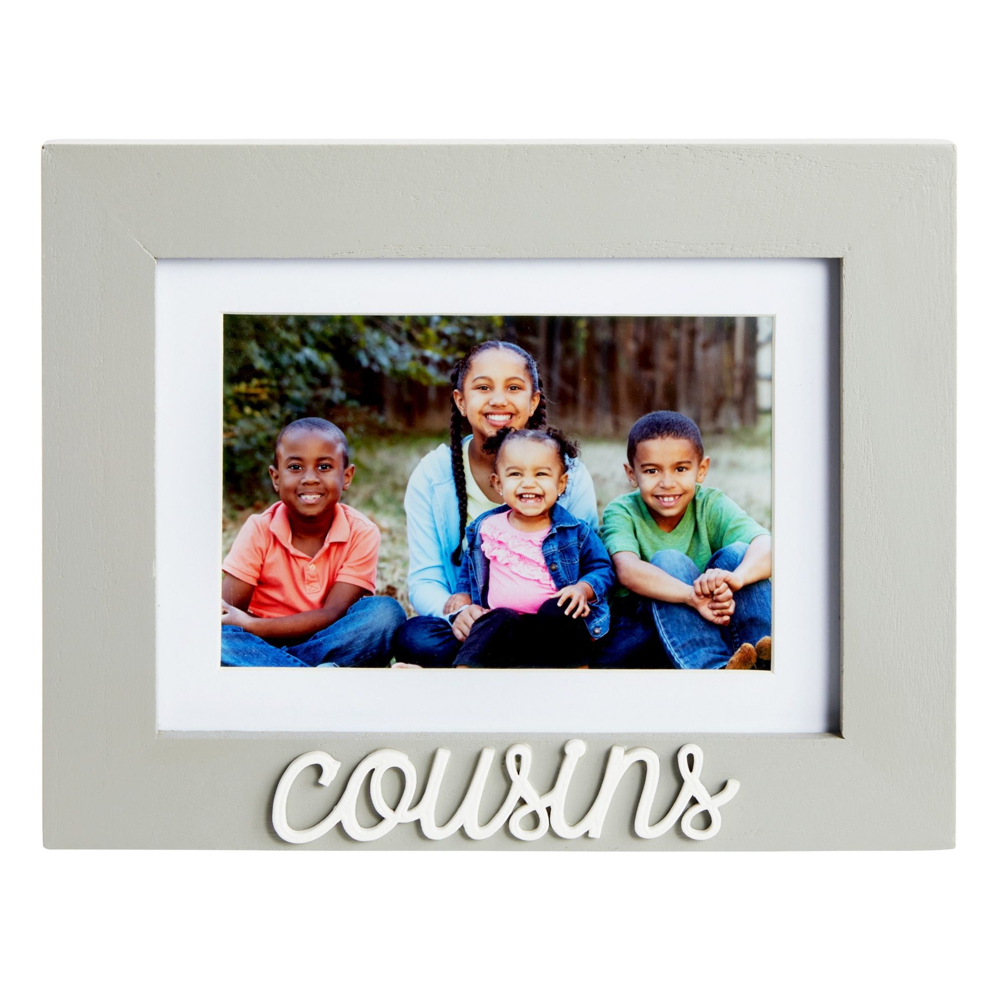5x7 and 4x6 Photo Frame For Cousins, Gray with White Beveled Mat (9x0 ...