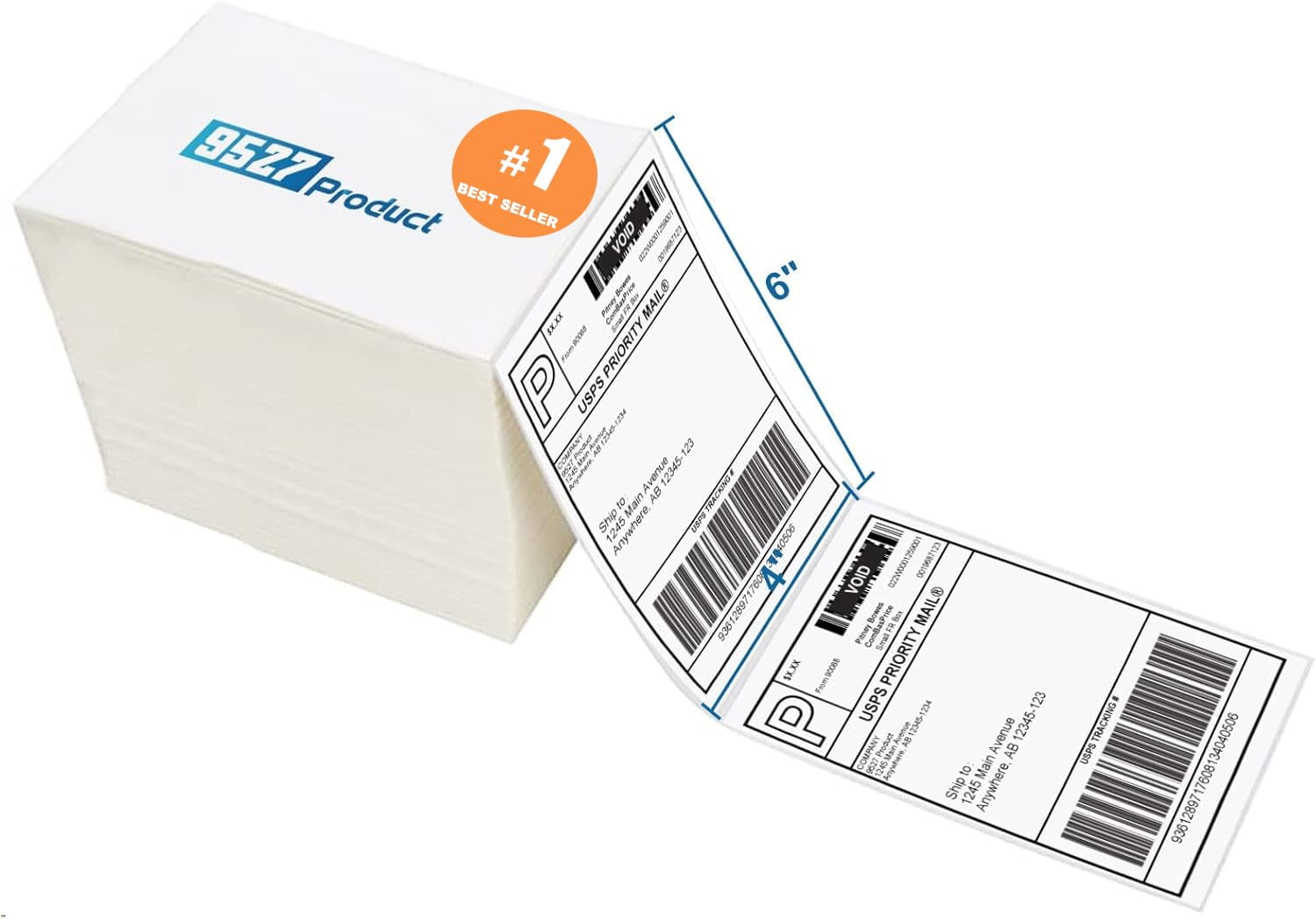 4x6 direct thermal labels, 500 labels per stack, white perforated ...