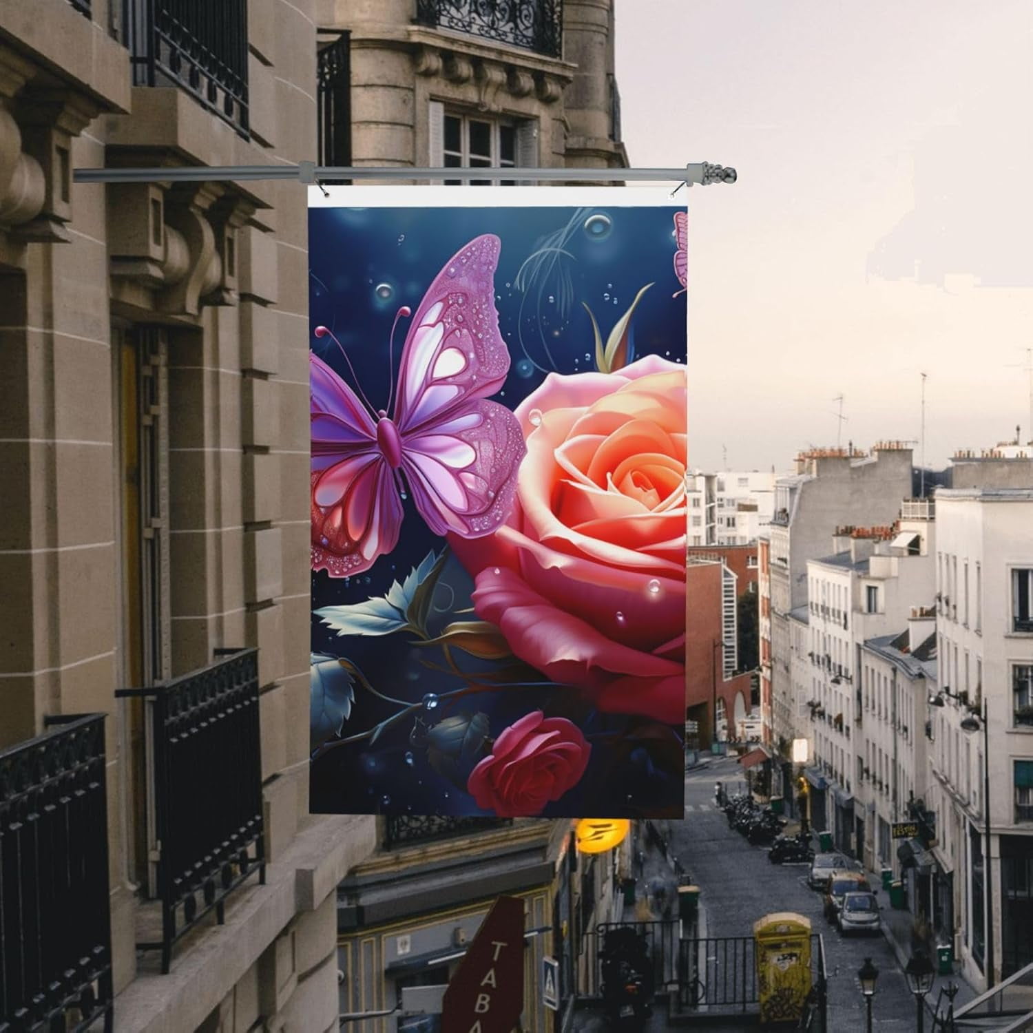 4x6 ft Flags for Outside Funny Banner Garden Flag Rose and Butterfly ...