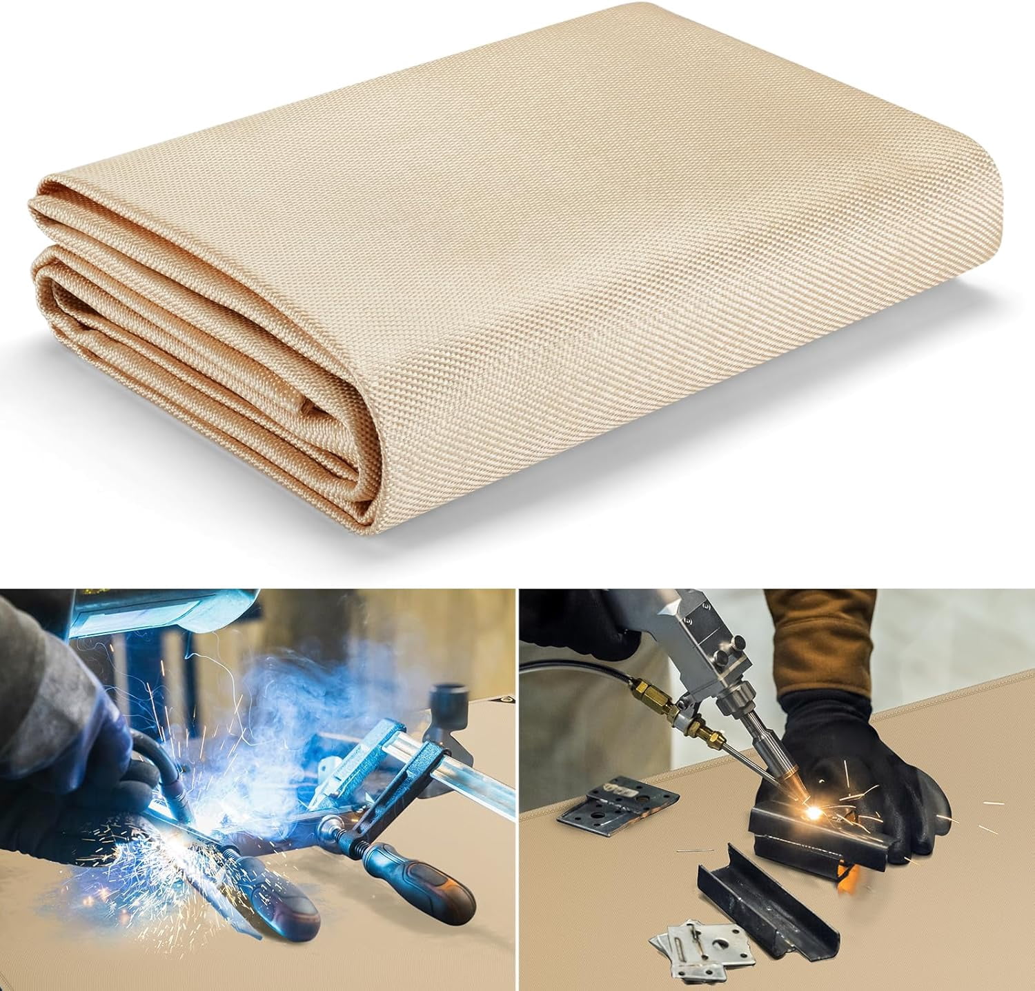 4x6 ft Welding Blanket, Heat Resistant Fire Blanket with Brass Grommets ...