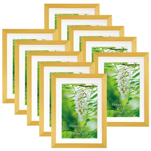 Set of 10, 4x6 to 5x7 inch Versatile Gold Picture Frames, Horizontal or ...