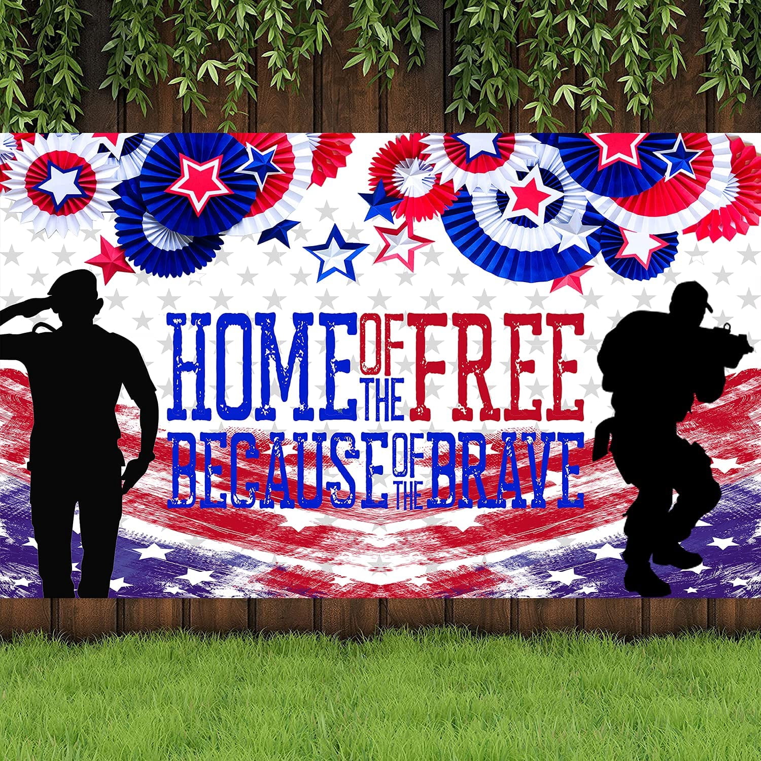 4x6FT American Flag Patriotic Soldier Free&Brave Backdrop,Patriotic ...