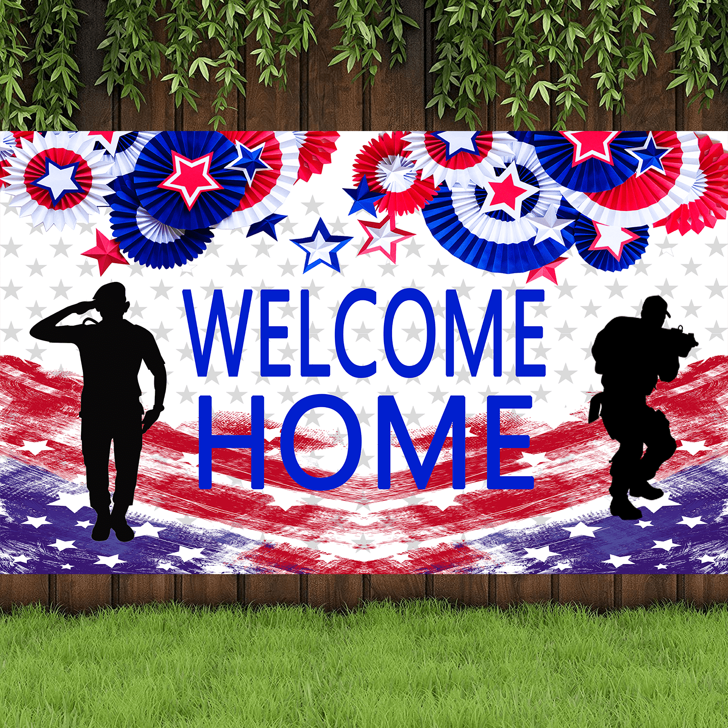 4x6FT American Flag Backdrop, Soldier Homecoming Party Decoration ...