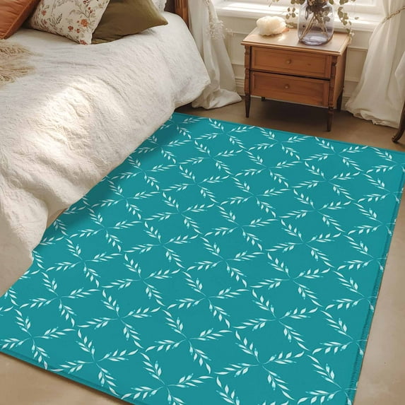 4x6Ft Area Rugs Teal Morocco Non-Skid Rubber Backing Large Rectangle ...