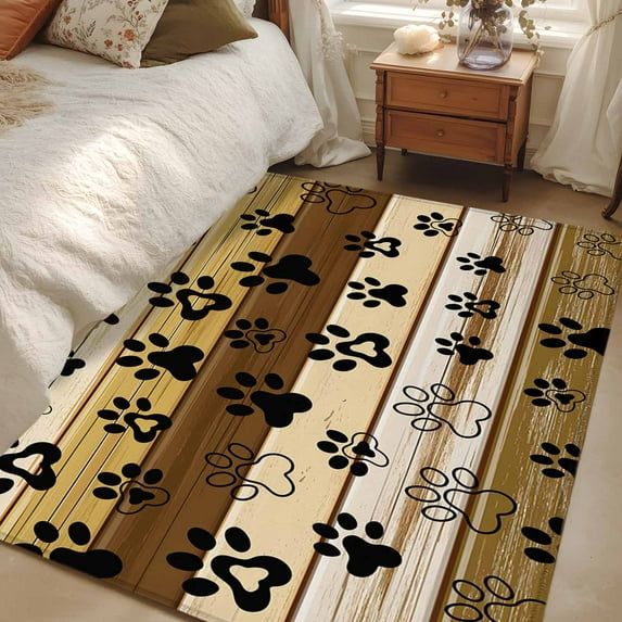 4x6Ft Area Rugs Yellow Brown Farmhouse Non-Skid Rubber Backing Large ...