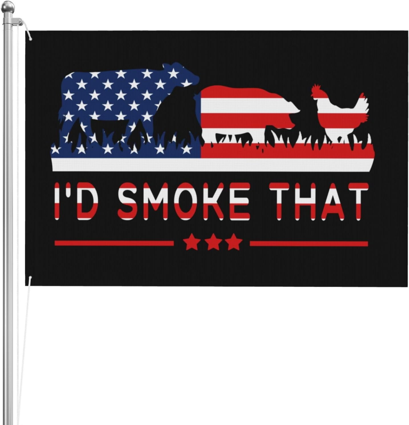 4x6ft Flags I'D Smoke That Patriot Bbq Barbeque Cook Chef Double-Sided ...