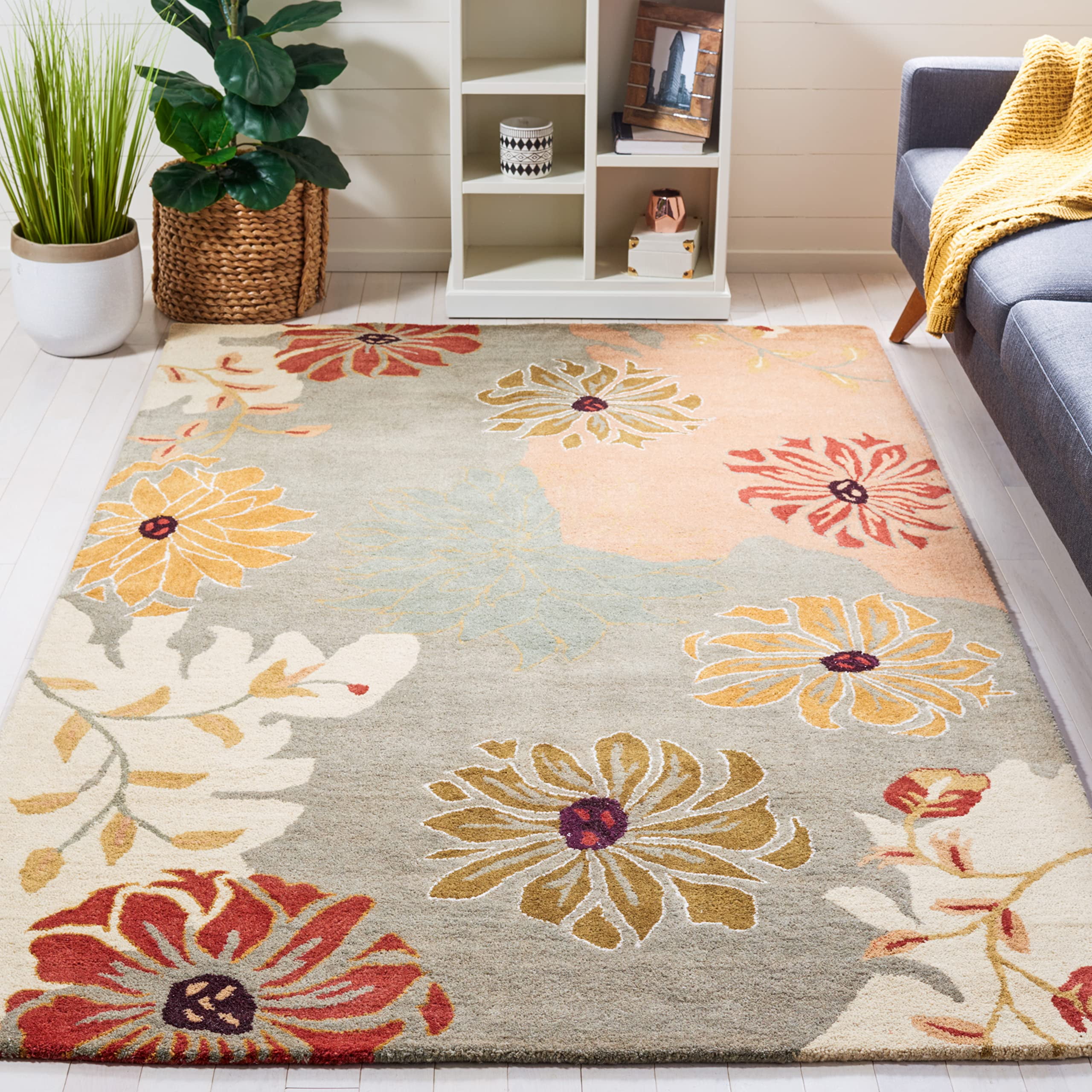 4x6ft Floral Pattern Area Rugs, Washable Rugs Non Slip Rugs For Living ...