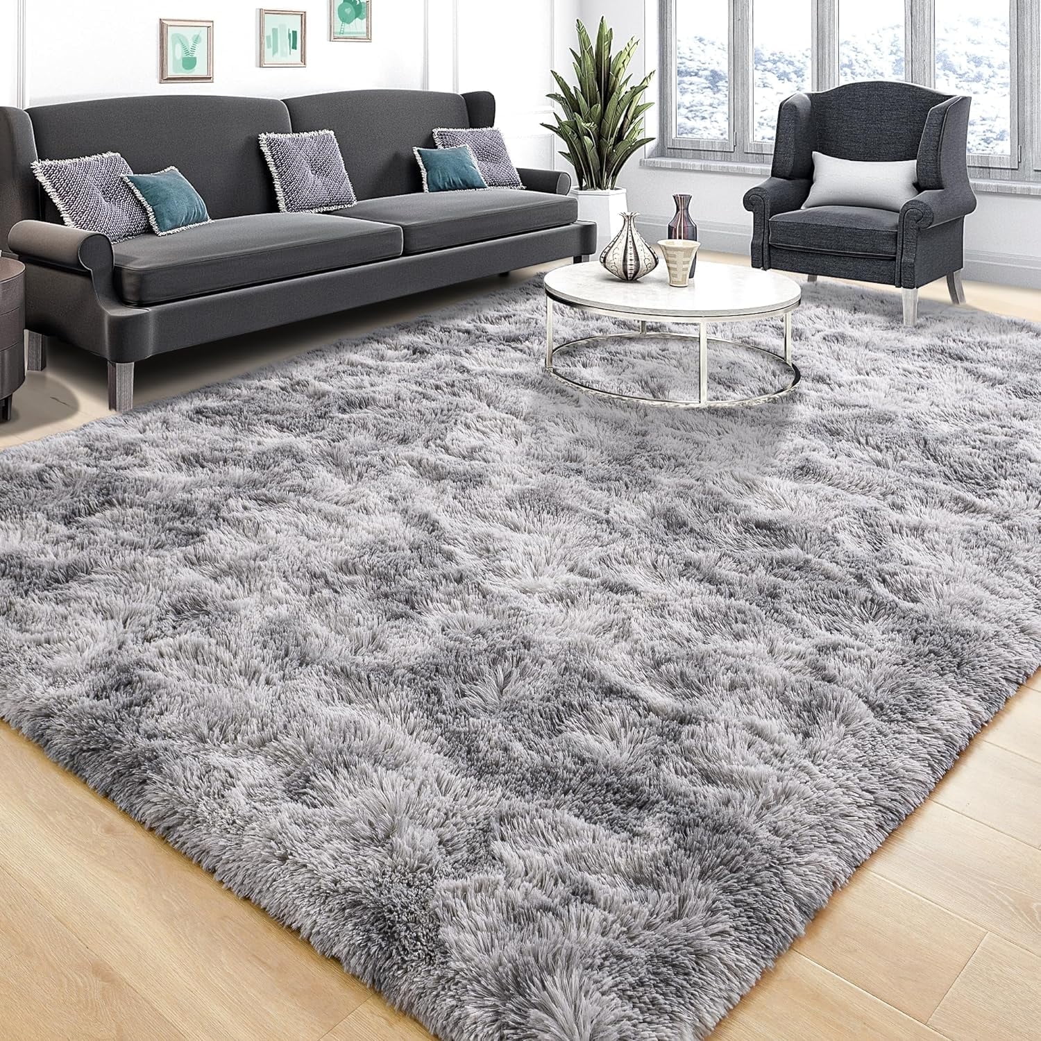Kentaly Shaggy Area Rugs Carpet for Bedroom Living Room 4x6ft, Soft ...